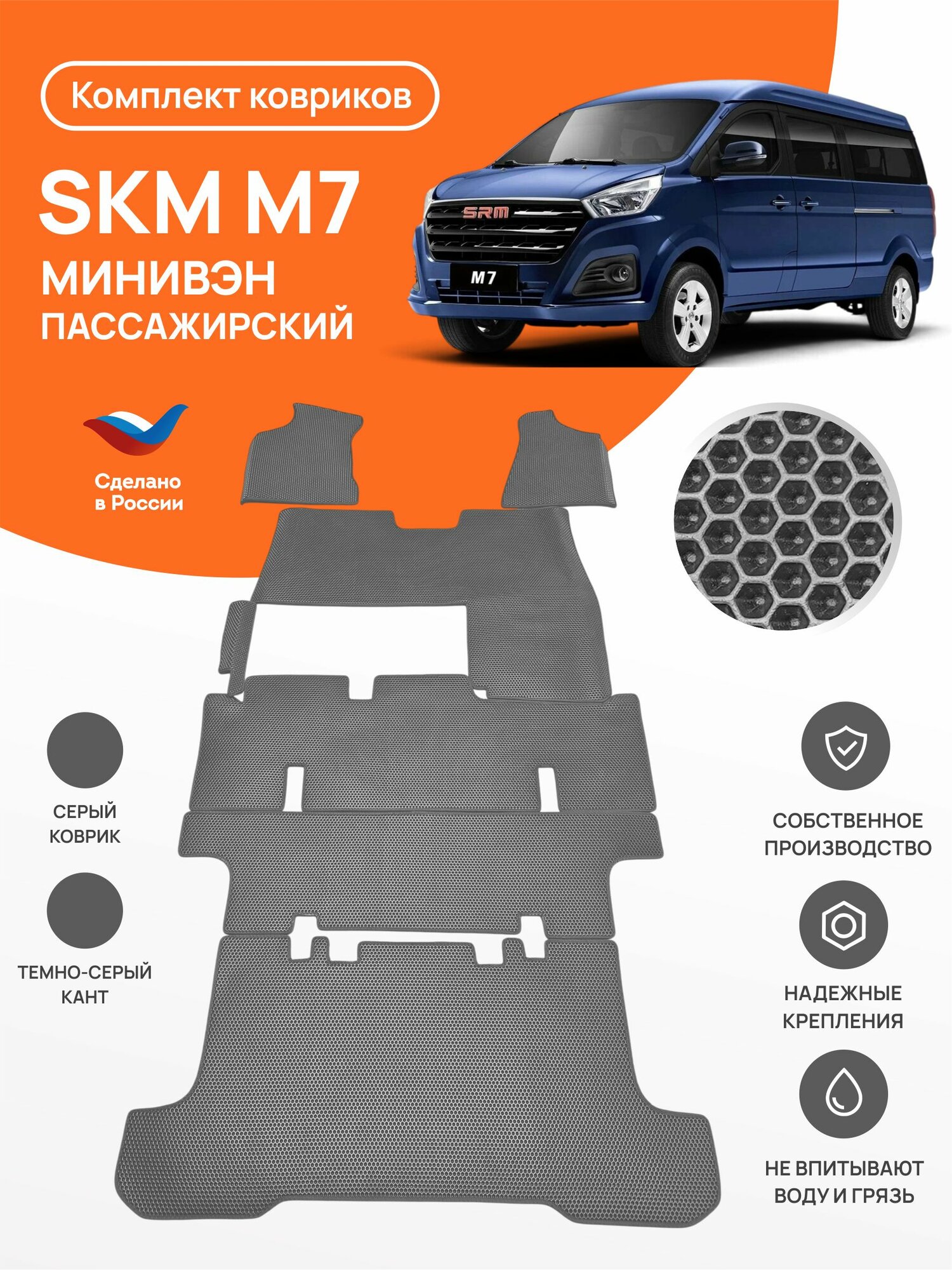 Автомобильные коврики EVA на микроавтобус SKM M7 (2026-)