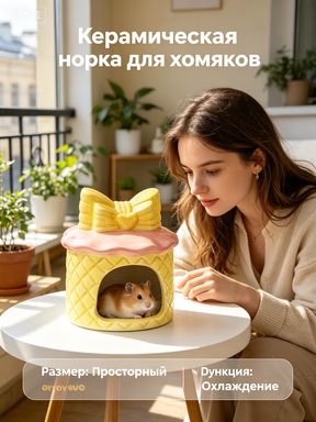 Керамическая норка для хомячка в милой форме - естественное охлаждение, идеальное укрытие жаркого лета, безопасное и модное