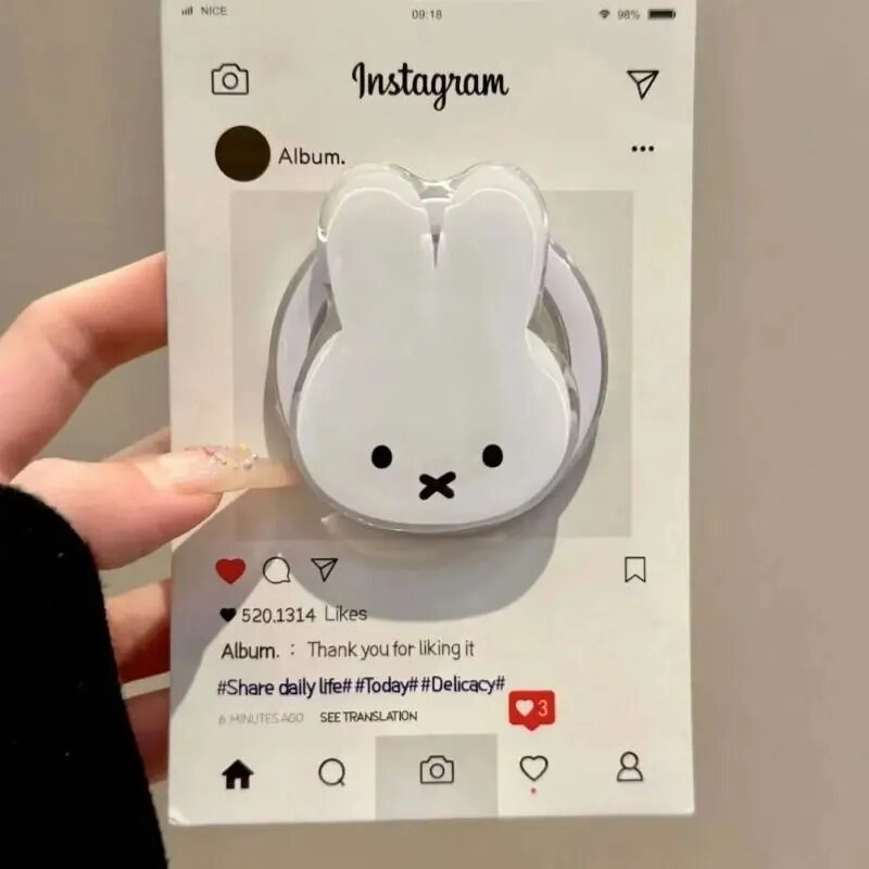 Магнитные подставки для телефона Kawaii Miffy, Sanrio, Chiikawa, мультяшные телескопические портативные подставки, магнитный воздушный держатель для телефона, подарок девочке на день рождения
