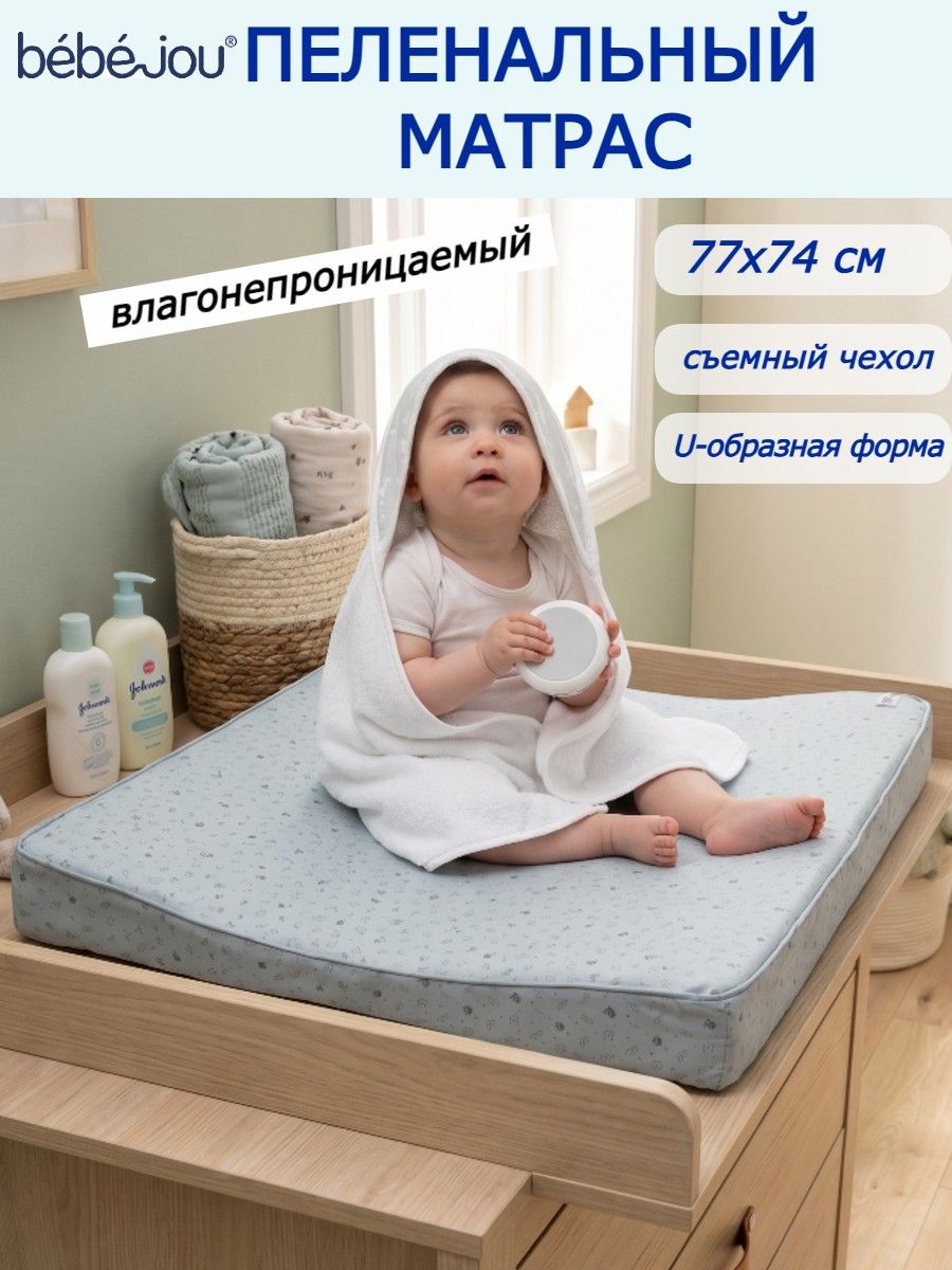 Пеленальный матрас 74х77см влагонепроницаемый со съемным чехлом Bebe Jou, Нидерланды
