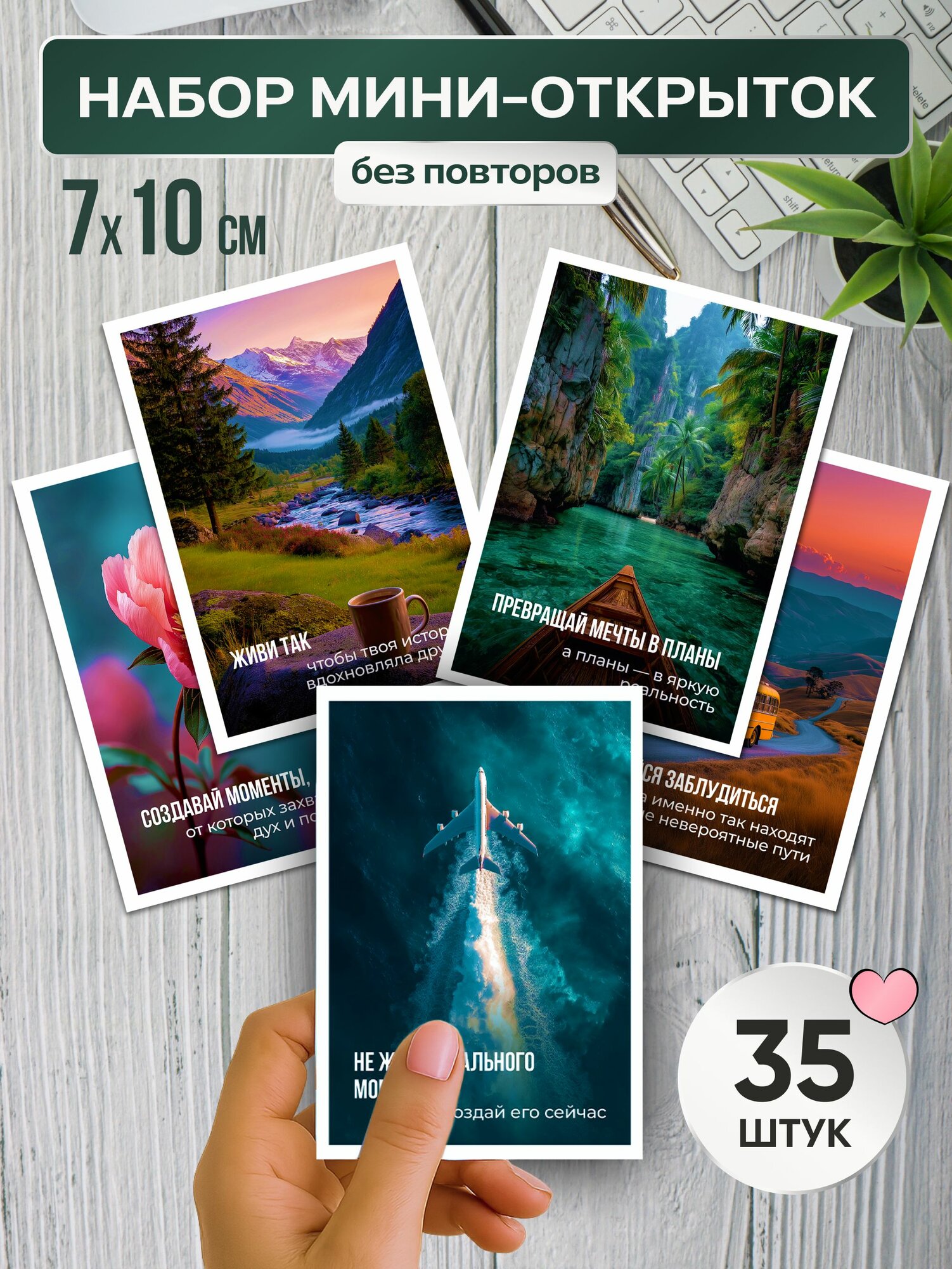 Мотивационные мини-открытки, набор карточек с пожеланиями и аффирмациями, 35 шт