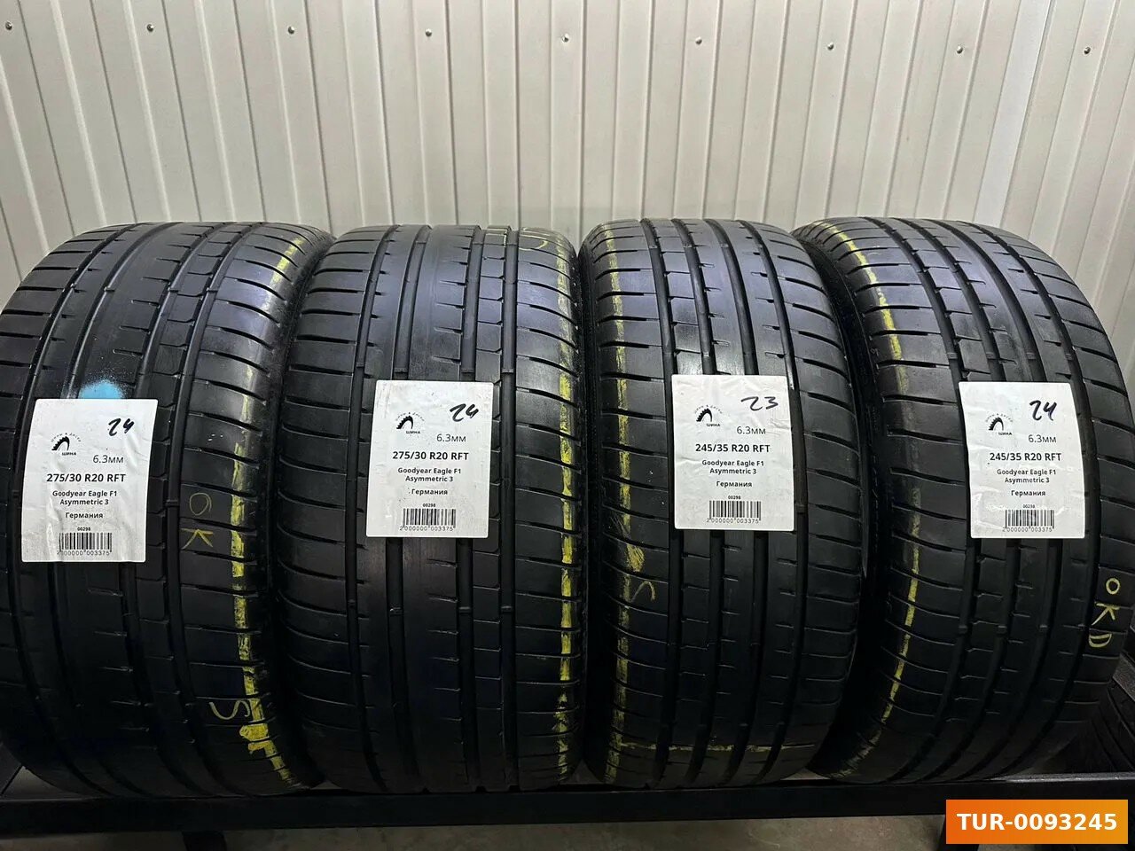 Комплект (4 шт) летних БУ шин Goodyear Eagle F1 Asymmetric 3 245/35 R20 20% износ 8187943151 RunFlat