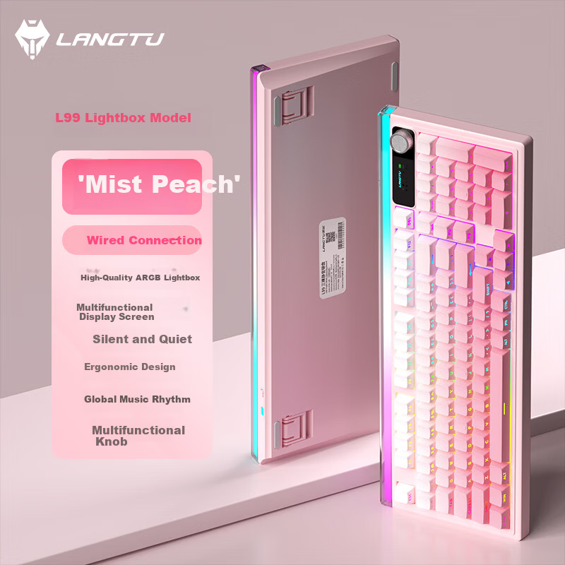 Клавиатура Langtu L99 с мембраной 99 клавиш проводная тихая для игр и офиса с RGB-подсветкой Цвет и эффекты