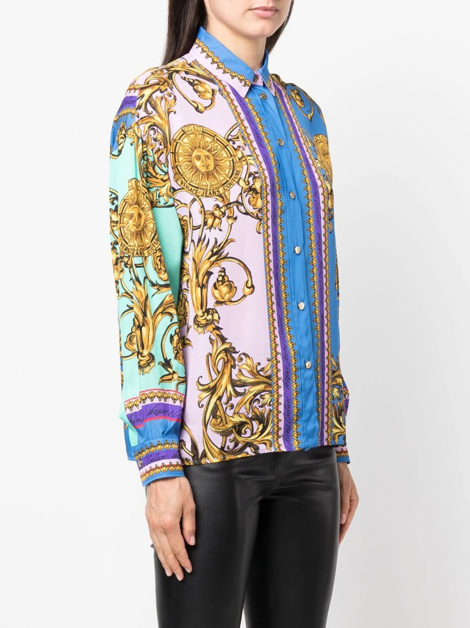 Рубашка Versace Jeans Couture Baroque, размер 42, Синий принт — фото 1