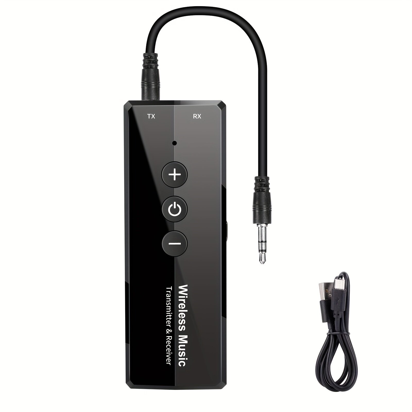 Компактный беспроводной музыкальный приемник Bluetooth 5.3 с USB-зарядкой и двойным аудиовыходом для беспроводных колонок, черный