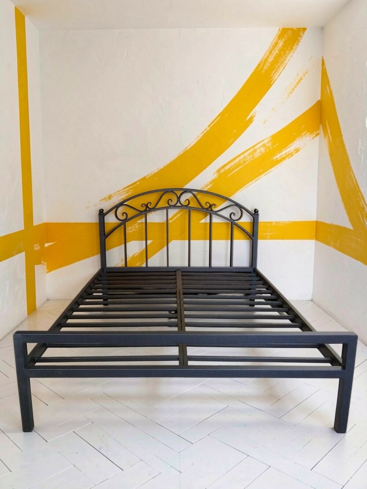 Кровать Loft Mebel Донна, металл, 160x200х103 см, чёрная, кованая