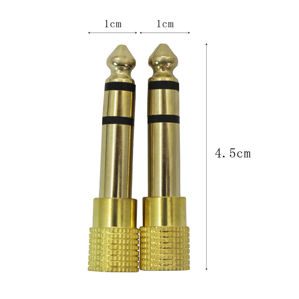Адаптер Наушников Золотой Металлический 4.5x1x1 См Для Конвертации 3.5mm В 6.5mm 2 Штуки