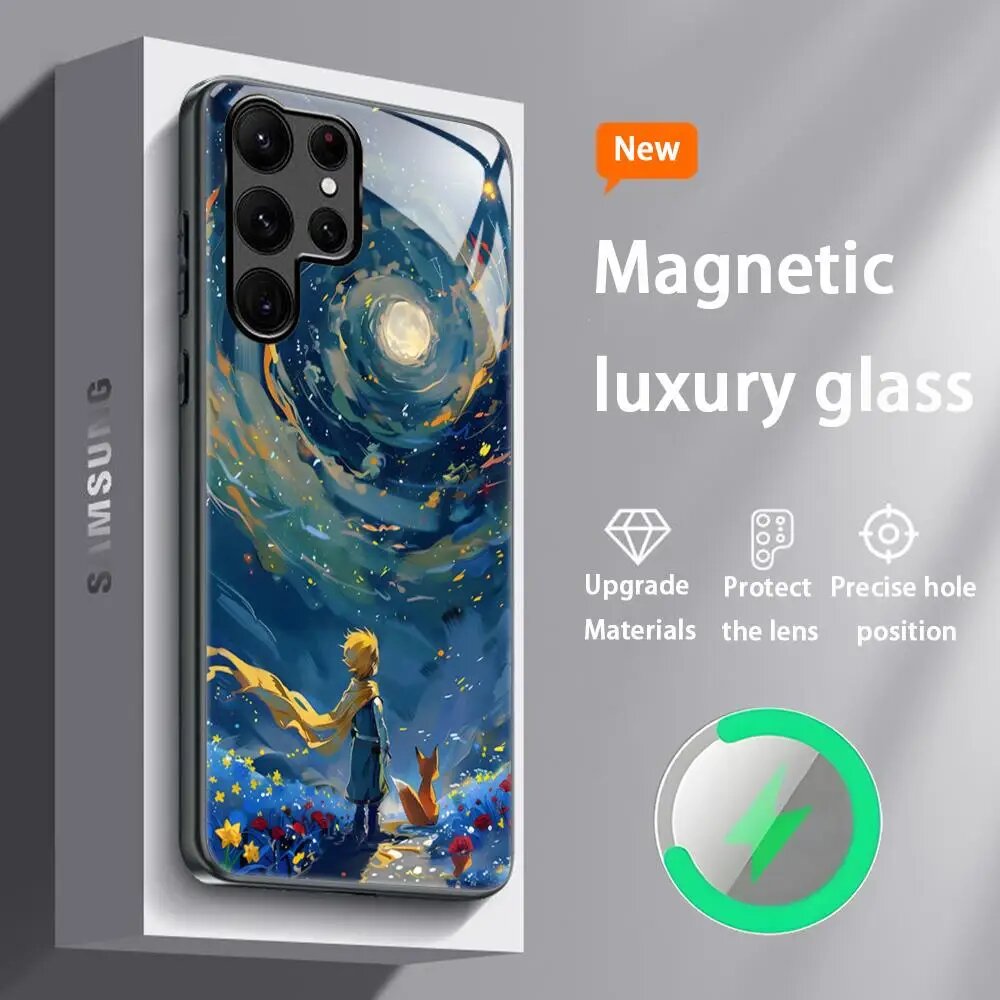 Чехол для телефона «Маленький принц» (сказка) для Samsung S26 S25 S24 S23 S22 S21 S20 Plus Ultra, стеклянный магнитный чехол