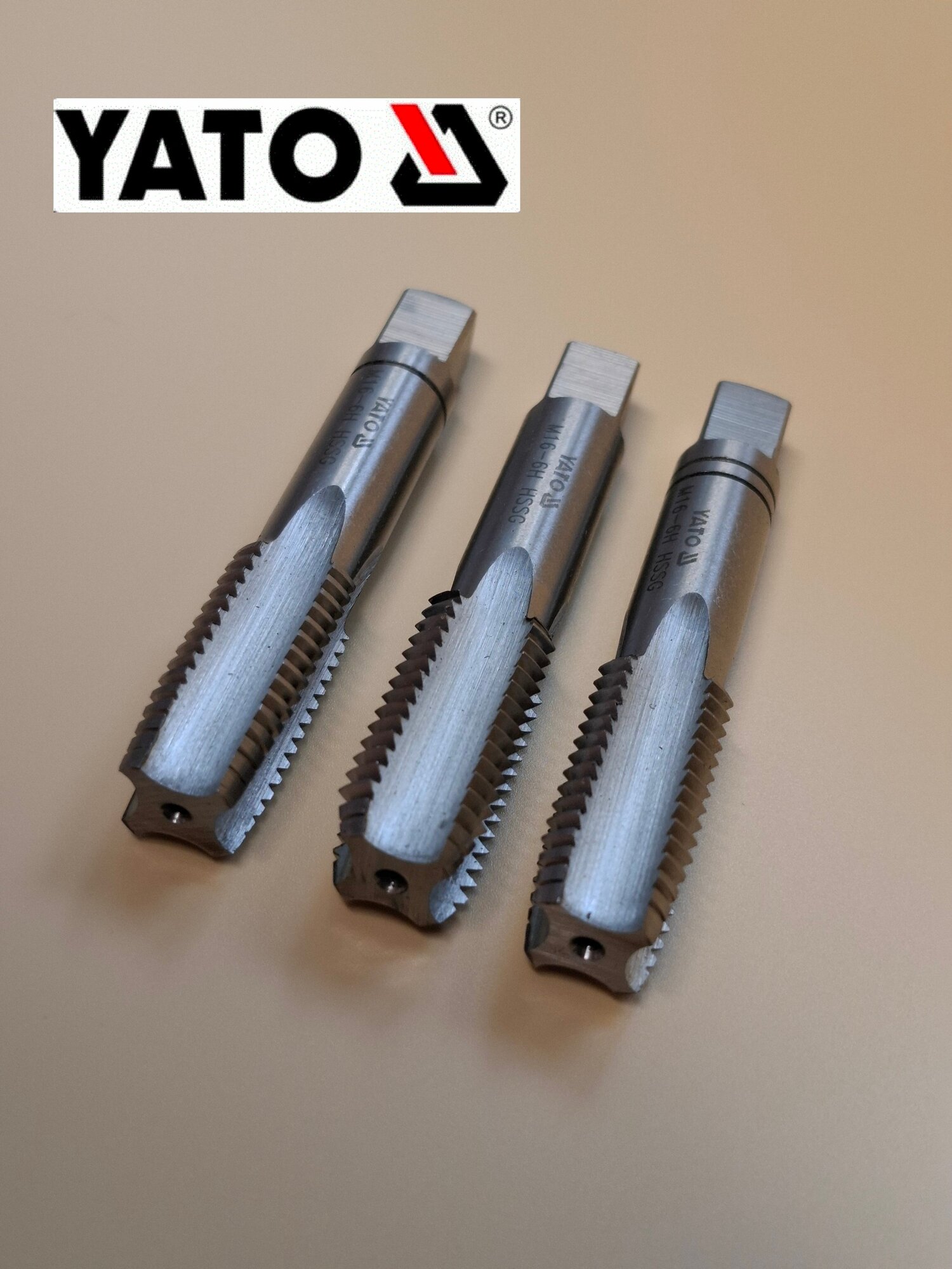 Метчики набор, M16х2,0 мм, 3 штуки, HSS M2, YATO, YT-2941