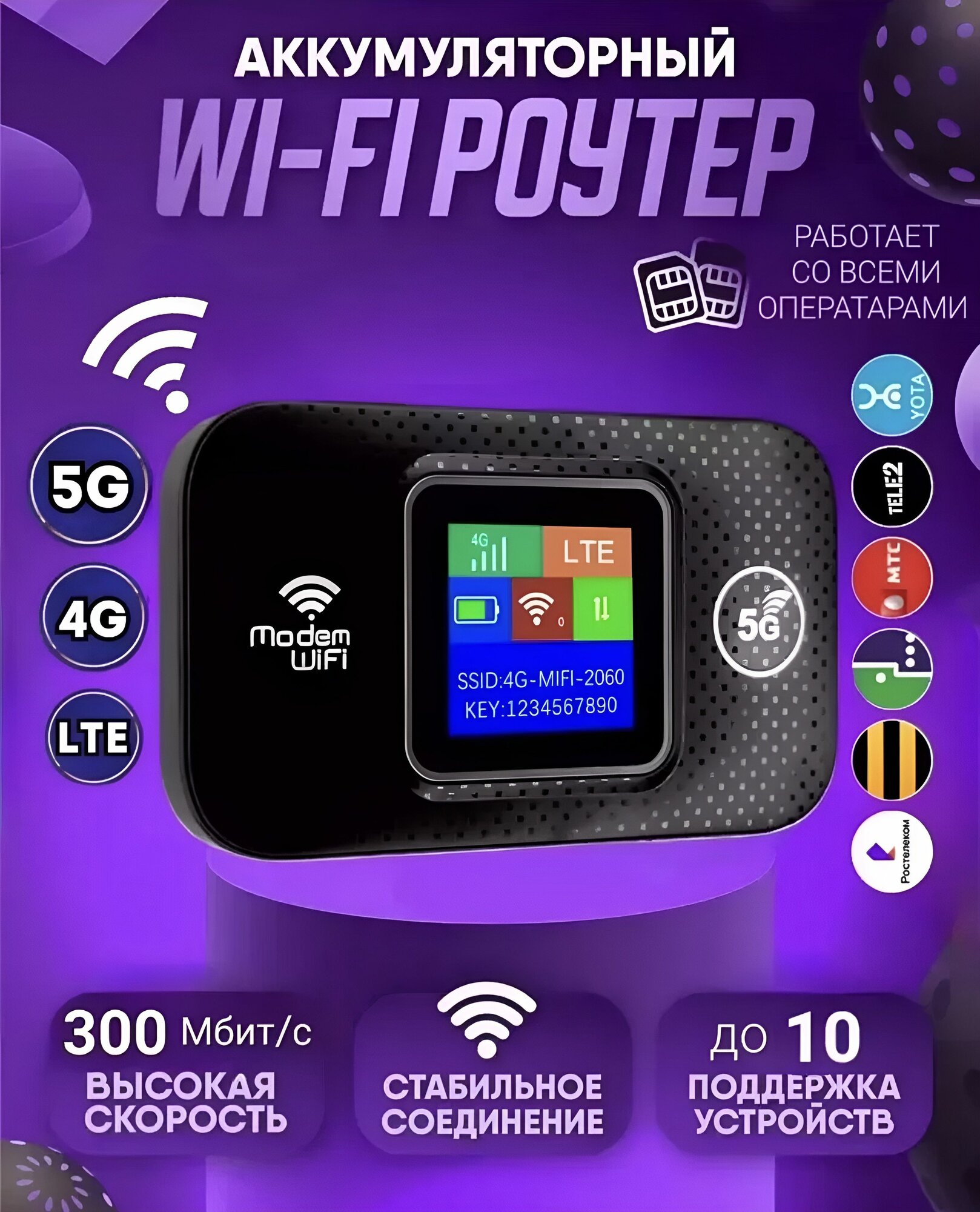 Роутер WiFi 4G/5G от сим карты, портативный роутер