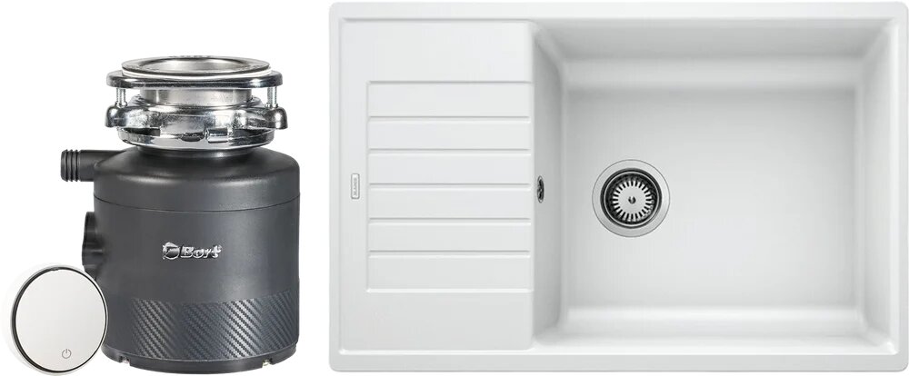 Комплект Мойка Blanco Zia XL 6S Compact 523277 78x50, белая, искусственный гранит / Измельчитель Bort Alligator X электрический, нержавеющая сталь