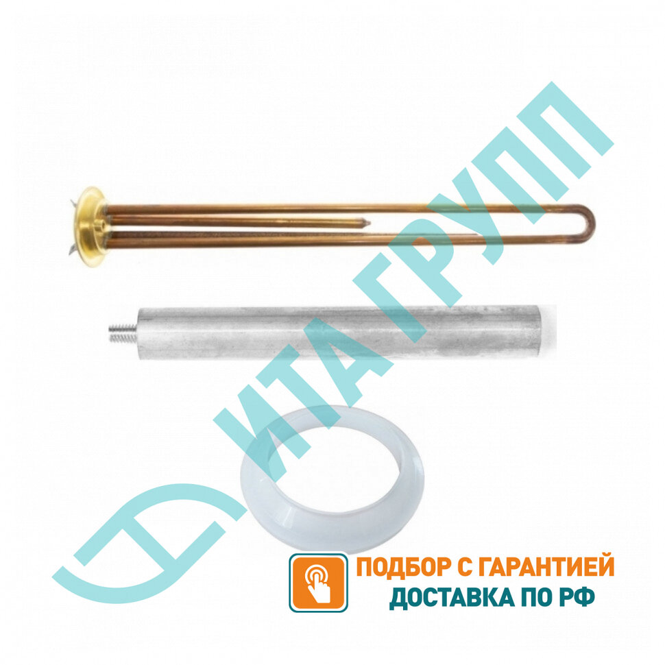 Комплект ТЭН 2кВт (2000Вт) RF для водонагревателя ATT, Polaris под анод М6 контакты под винт+ прокладка + анод, PREMIUM, 50065K