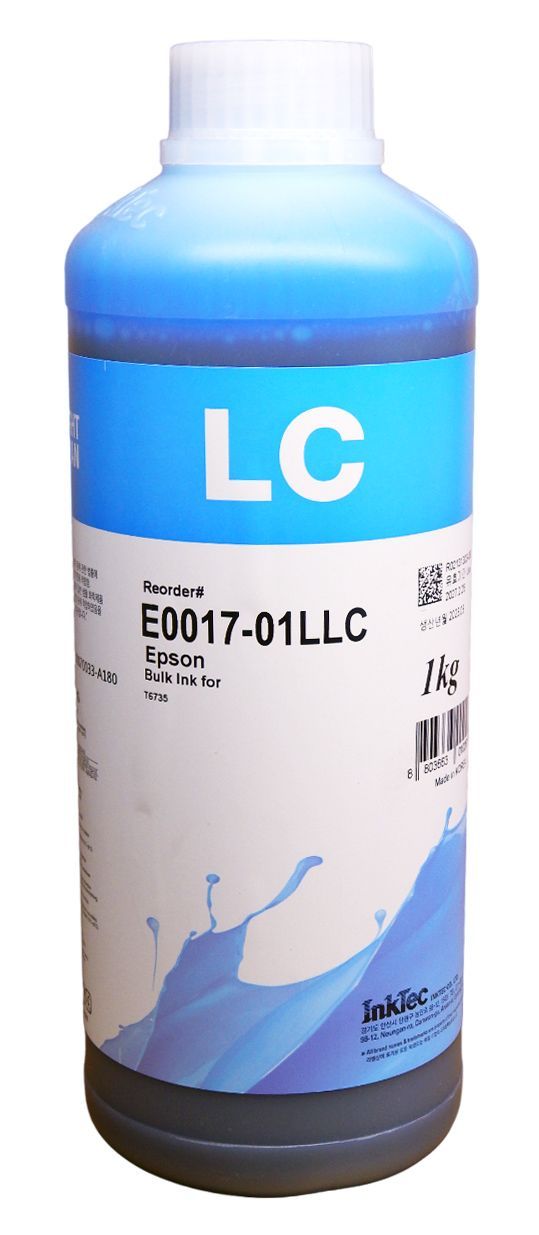 Чернила в канистре для картриджей Epson T6735/T6745, InkTec E0017, 1литр, Light-Cyan