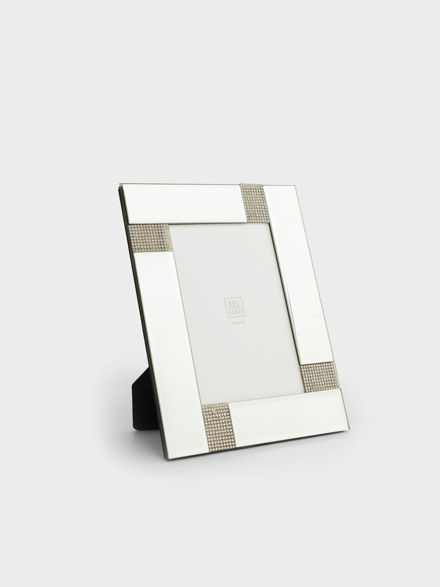 Фоторамка, 21х17 см, стекло, зеркальная, Серебристые кристаллы, Glossy crystal
