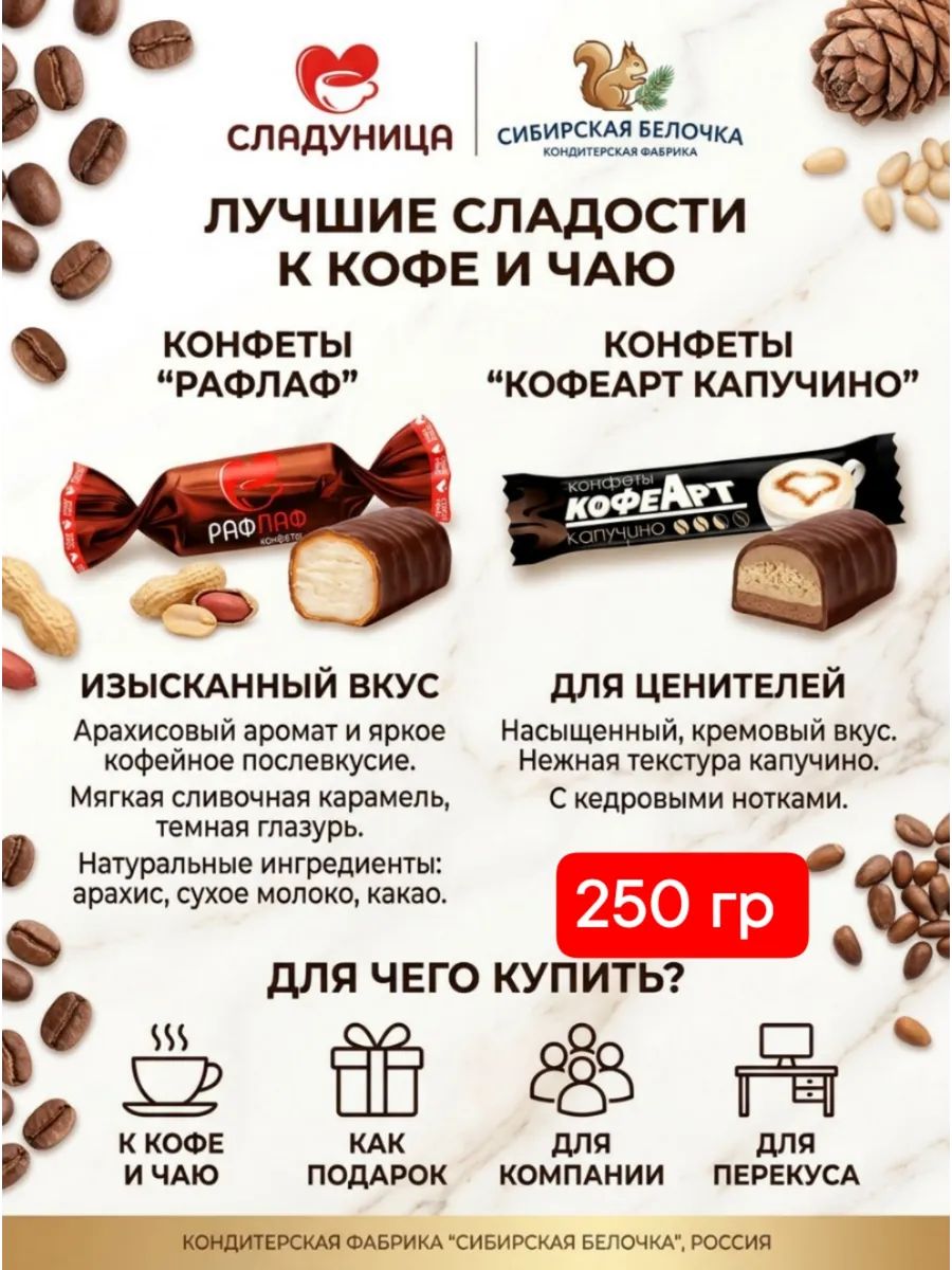 Кофейные конфеты ассорти 250 гр
