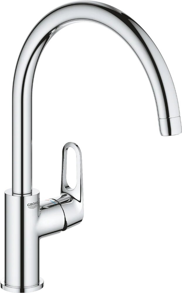 Смеситель для кухни Grohe 31538001 с поворотным изливом, хром, глянцевый, однорычажный, латунный, с керамическим картриджем