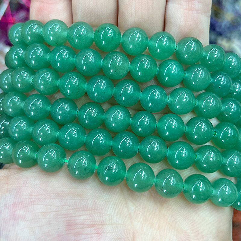 Бусины из натурального зеленого авантюрина для создания украшений, браслетов и ожерелий, размер 10 мм, около 36 шт, длина нити 15 дюймов