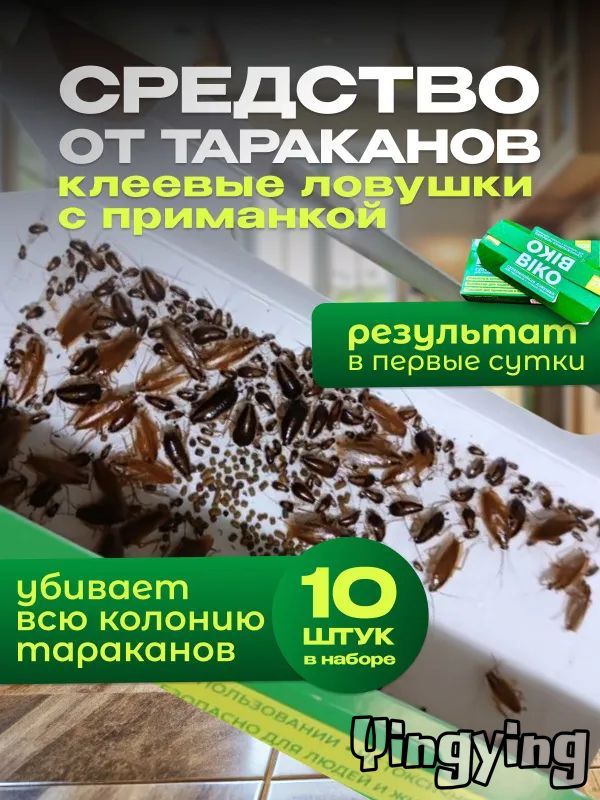 Ловушка для тараканов клеевая с приманкой Biko, эффективное средство от тараканов, 10 штук