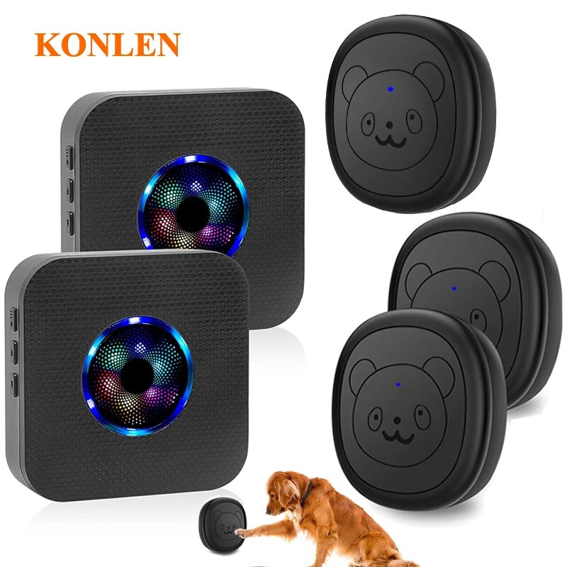 Smart Dog Doorbell KONLEN для дрессировки EU Plug, 2 Receiver 3 buttons