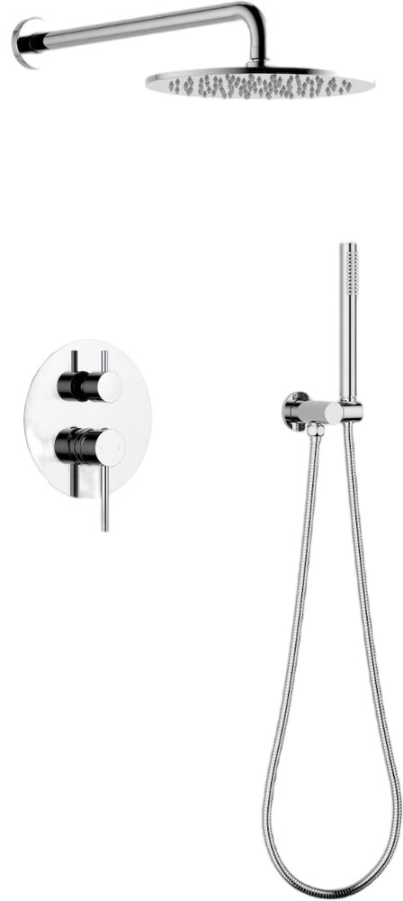 Душевой комплект Timo Saona SX-2369/00SM 4 в 1, встраиваемый, с внутренней частью в комплекте, со смесителем, с тропическим душем, латунный, хром, глянцевый, душевая система