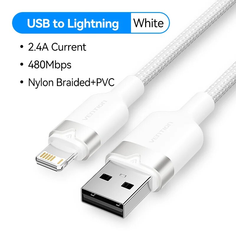 USB-кабель Vention Lightning 1m Nylon Braided White