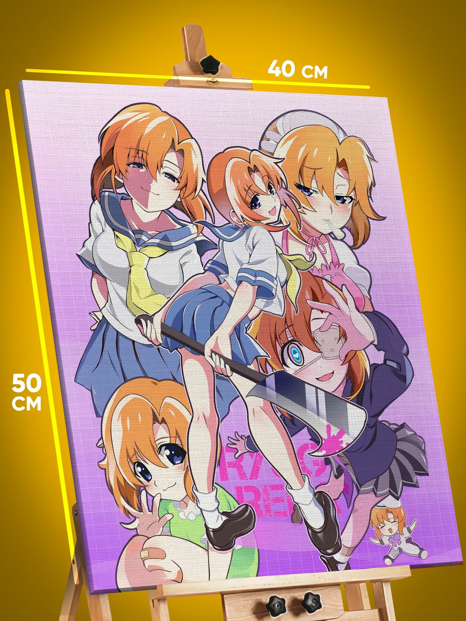 Картина на стену интерьерная на холсте с подрамником 40х50 Когда плачут цикады Аниме Рена Рюгу