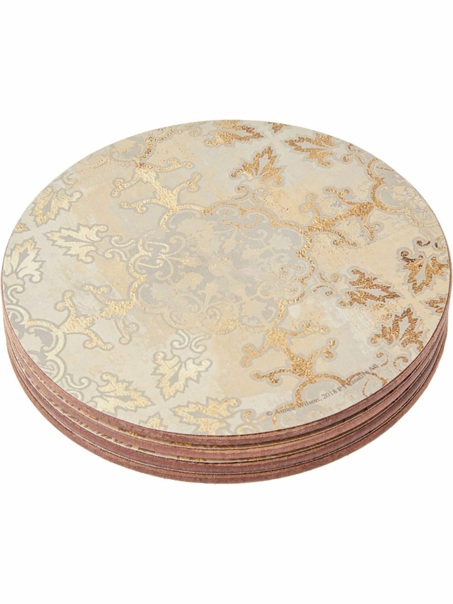 Creative Tops Набор подставок под стаканы и кружки пробковые, 4 штуки, диаметр 12 см, Gold Impressions Великобритания