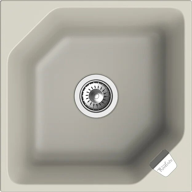 Мойка кухонная Rivelato Locus LS-50 topazio кварцевая, 50x50, мойка для кухни, квадратная, бежевая, матовая