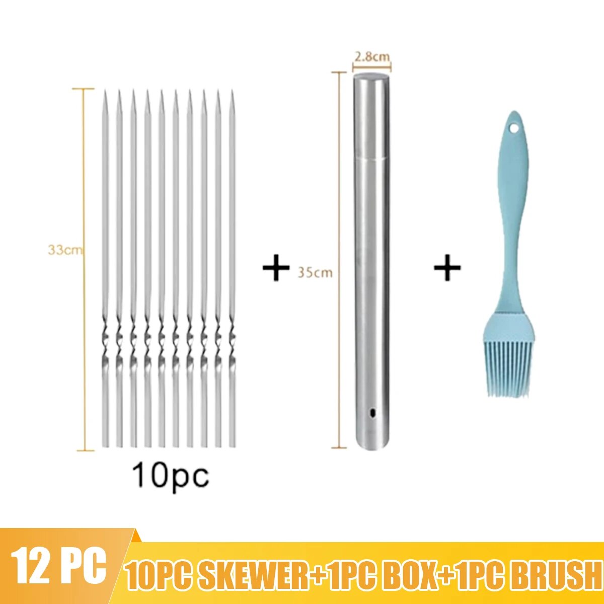 Многоразовые металлические шпажки для барбекю 10/15 шт. Style A 12pc 33cm