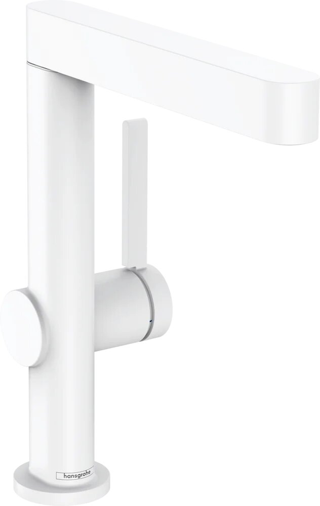 Смеситель для раковины Hansgrohe Finoris 230 76060700 белый, матовый, кран для ванной в раковину, из латуни, рычажный, с поворотным изливом, с керамическим картриджем, с функцией экономии расхода, с д