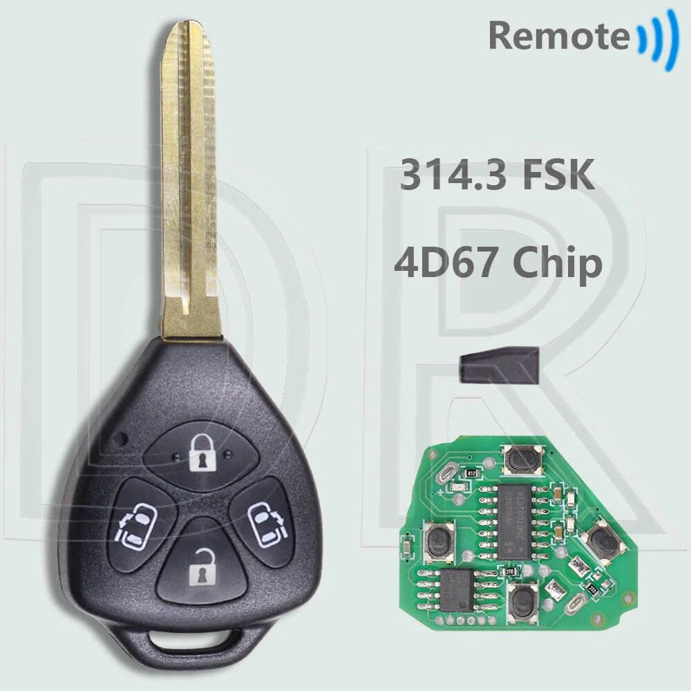 Ключ-пульт 314.3 FSK, 4D67, TOY43, 4 Button для Toyota Alphard Noah Voxy Hiace