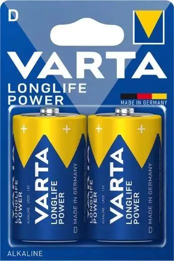 Батарейка D VARTA Longlife power LR20 BL2 Alkaline круглая 2 шт (4920121412)