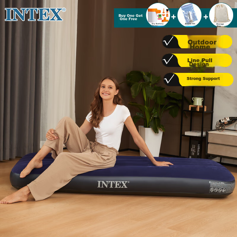 INTEX односпальная надувная кровать для дома и автомобиля с встроенным аккумуляторным насосом Цвет：Размер для одного