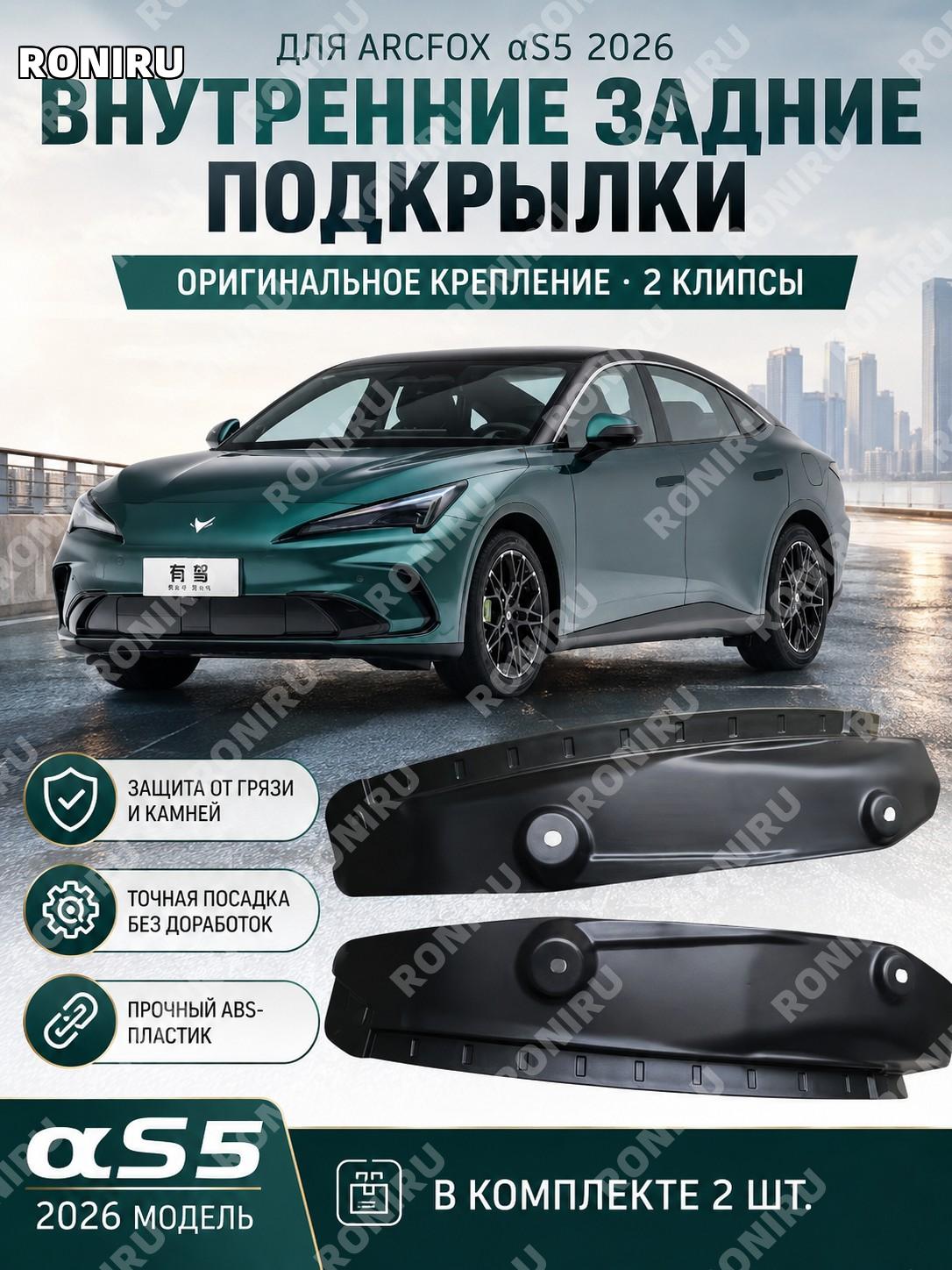 Внутренняя подкрылка для Jihu S5 2026 (вкладыш) с 2 клипсами, пластиковая деталь для авто, замена внутренней части