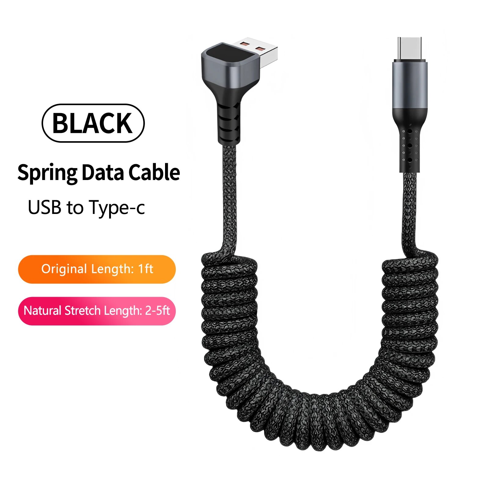 Кабель USB-C на Type-C витой Black UD A-C 1.5m
