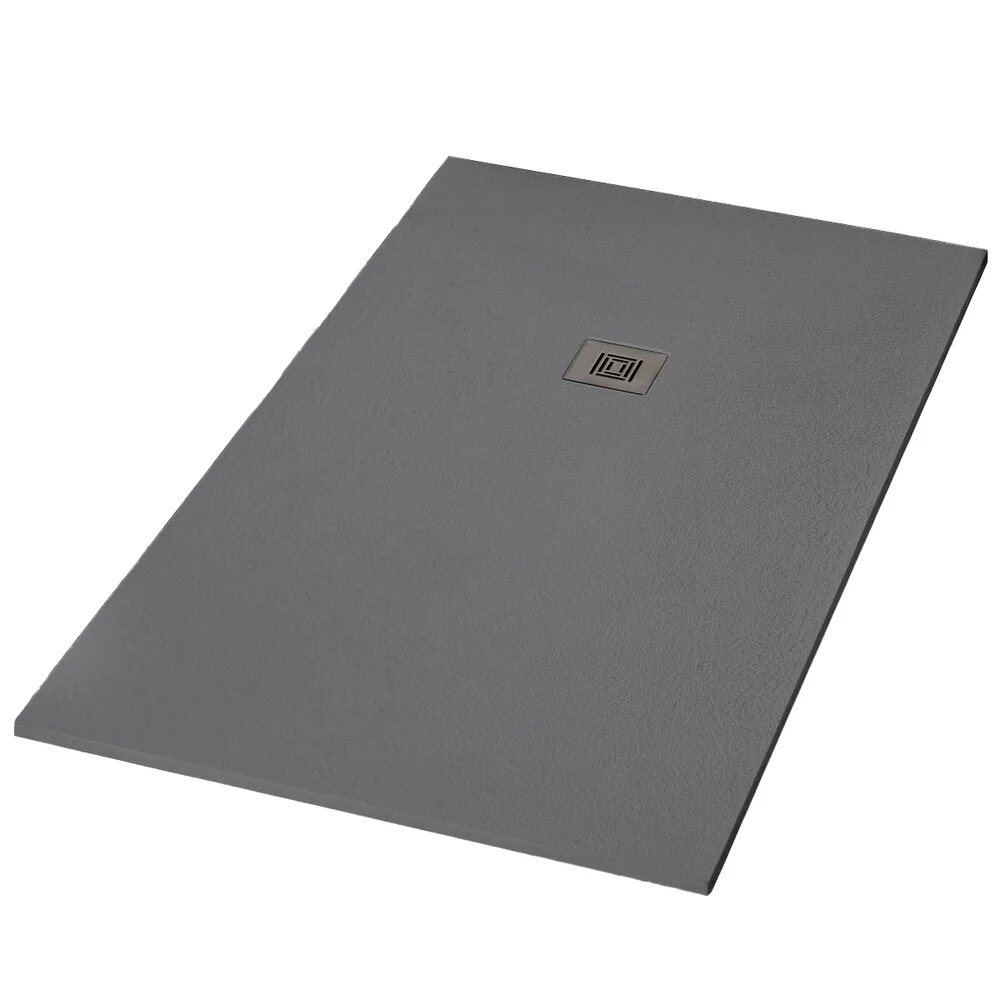 Поддон для душа Starohome Stpool LITE 100x70 см, черный, прямоугольный, низкий, с антискользящим покрытием