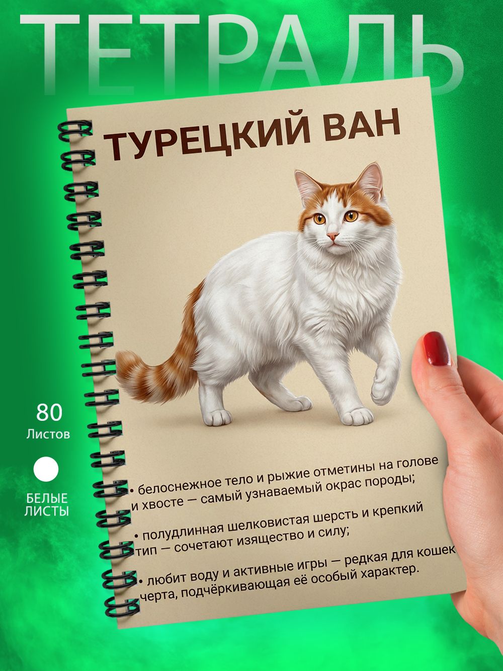 Тетрадь - А5 - Кошка - Турецкий ван