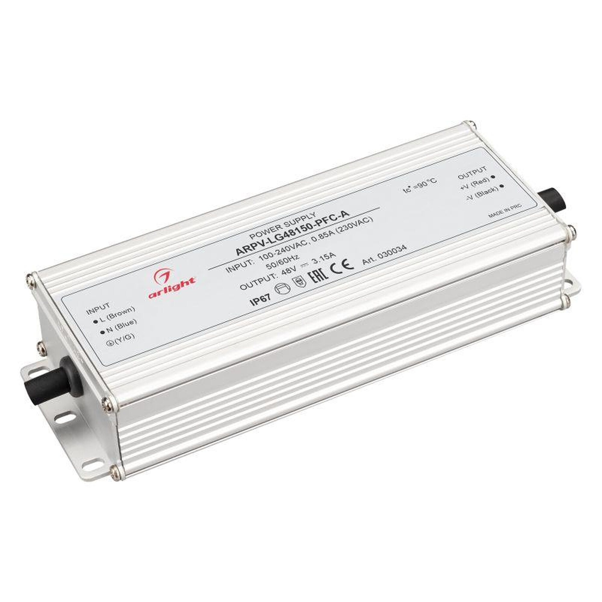 Блок питания ARPV-LG48150-PFC-A 48В 3.15А 150Вт IP67 метал. 5 лет Arlight 030034