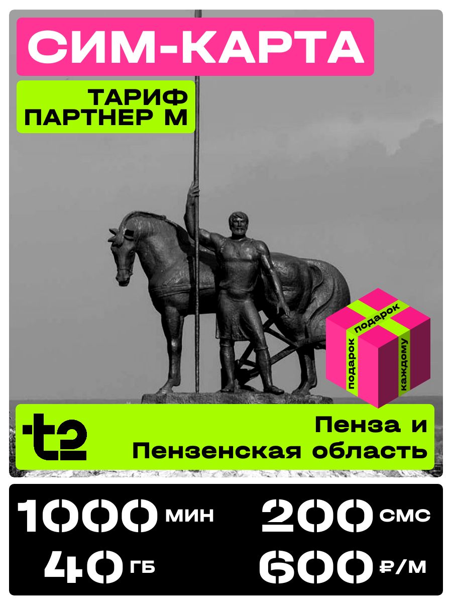 Сим карта t2, тариф Партнер М, 600 руб./мес. Пензенская область