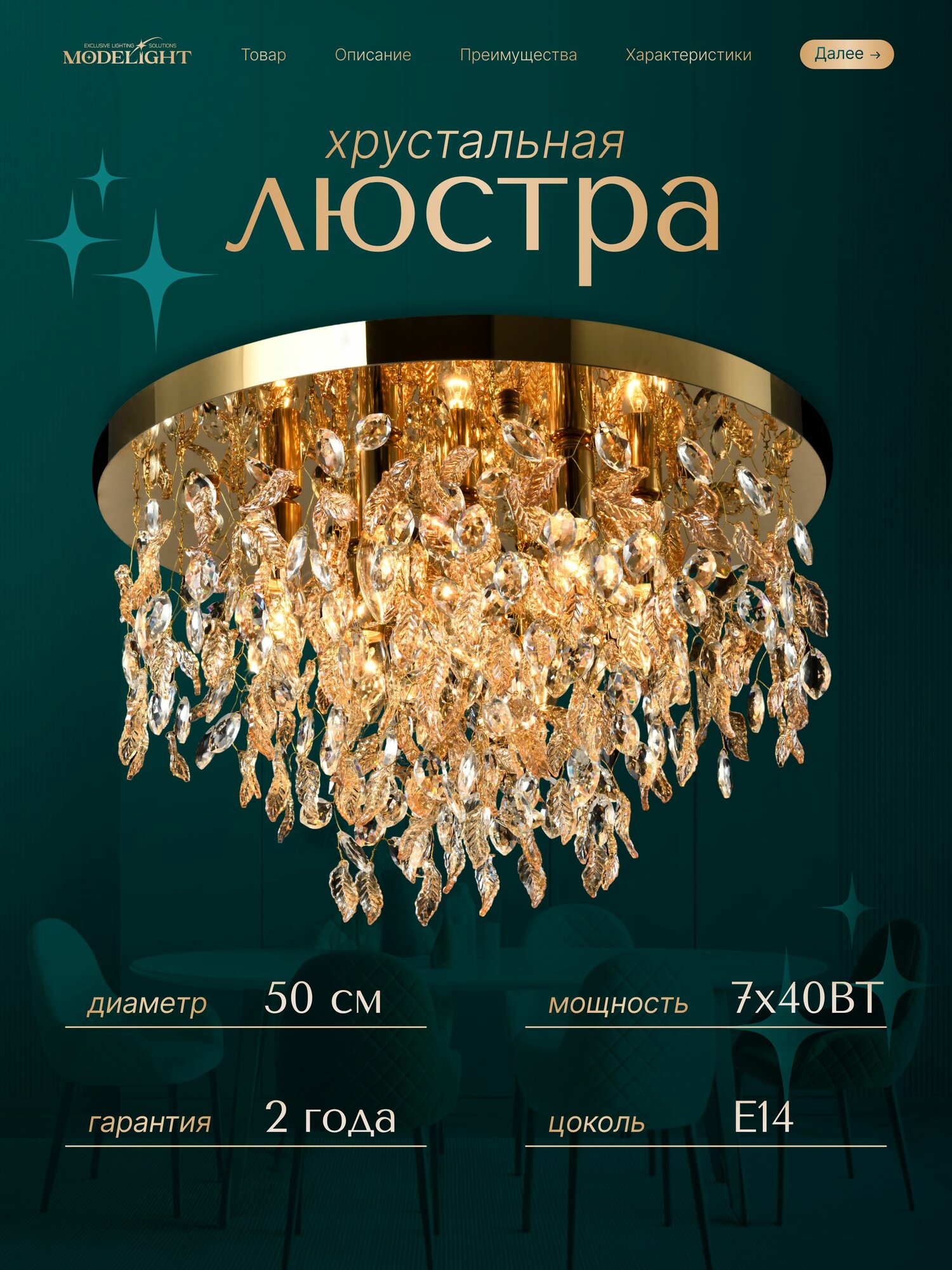 MODELUX CHARM OF STYLE Люстра, E14, 40 Вт