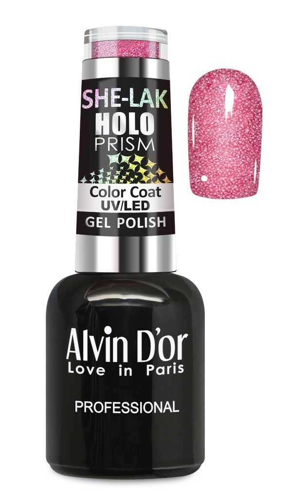 Alvin D'or, Гель-лак для ногтей She-lak HoloPrism тон 7213 малиновый