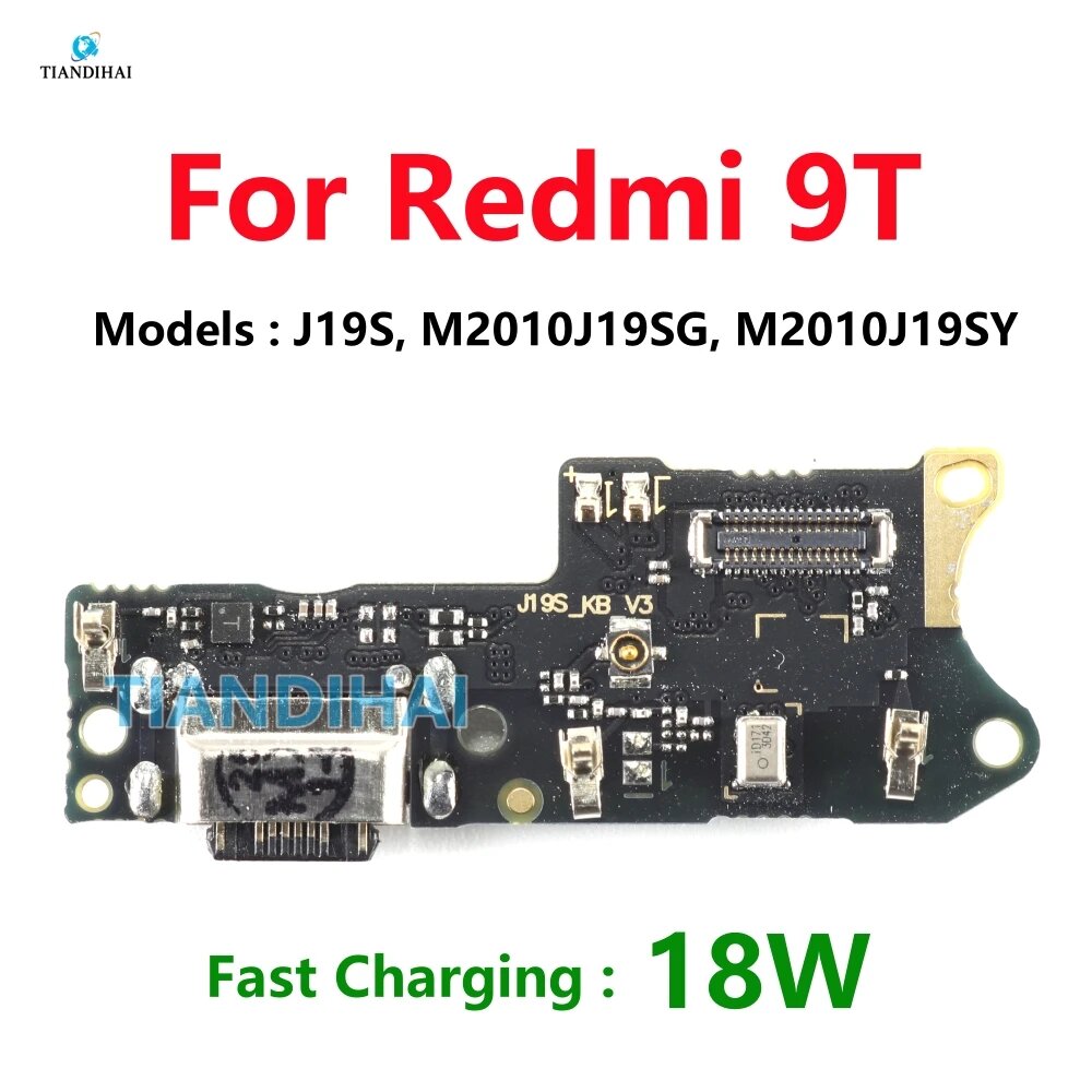 Для Xiaomi Redmi 9T: плата зарядки, разъем док-станции, USB-порт Type-C, гибкий шлейф зарядного устройства, плата микрофона
