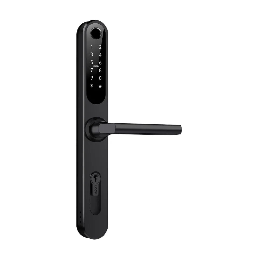 Умный электронный замок для узкопрофильных дверей Novilock Home Slim Black со сканером отпечатка пальца и управлением через приложение TTLock , врезная часть 6085