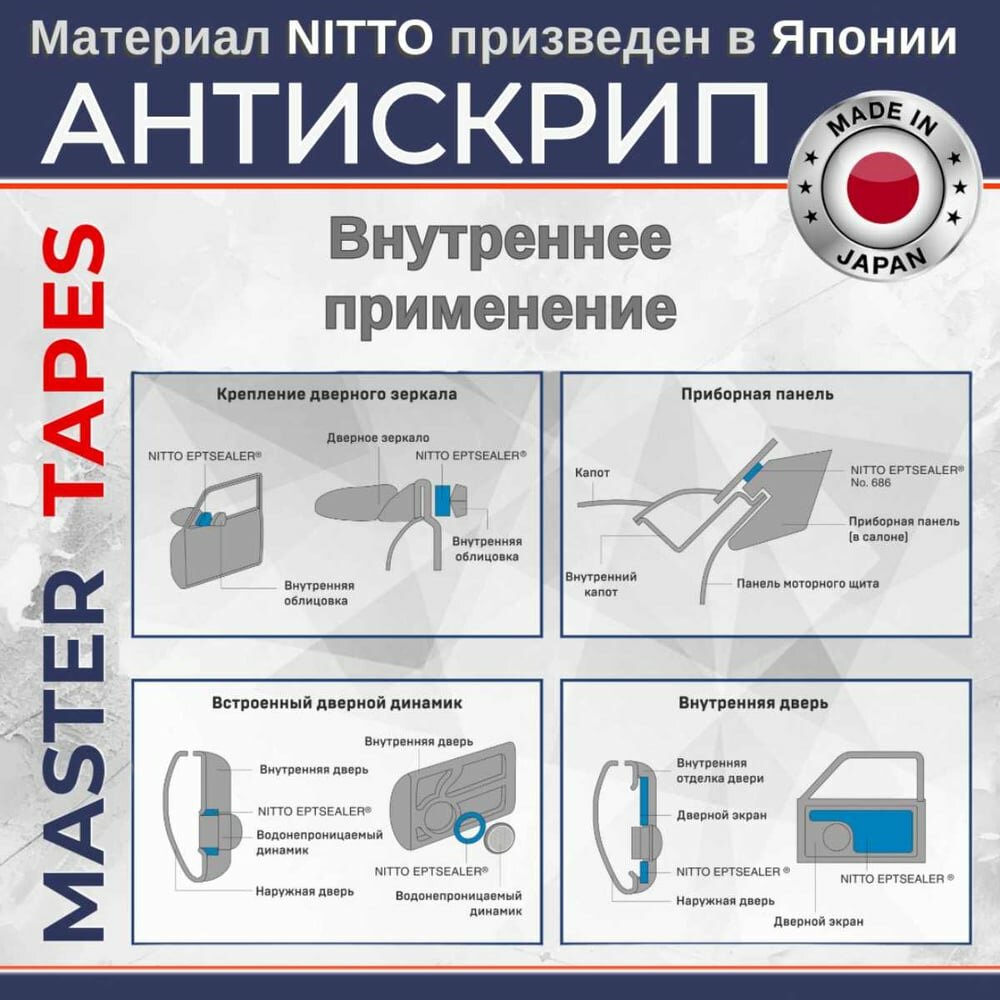 Уплотнительная лента антискрип для автомобиля биком 2.5 м, толщина: 6 мм, ширина: 8 мм 600161 — фото 1