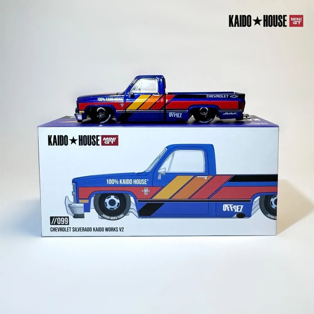 MINI GT 1/64 #099 Chevrolet Silverado KAIDO WORKS V2 Под Давлением Автомобиль Модели 1/64 Kaido Works V1
