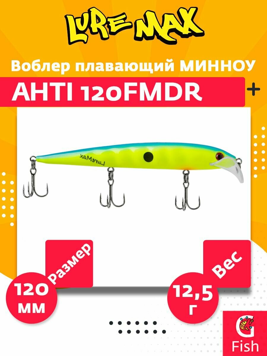 Воблер для рыбалки LureMax AHTI 120FMDR-015, 12,5 г, 120 мм, плавающий