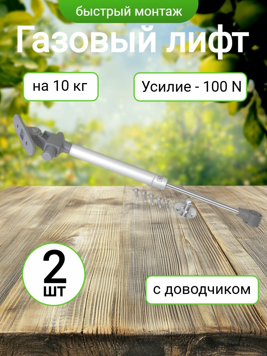 Газовый лифт, на 10 кг, с доводчиком, быстрый монтаж.