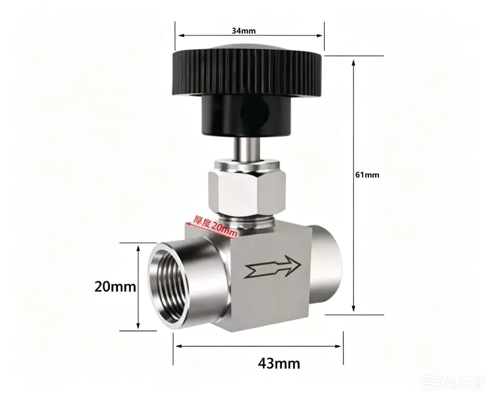 Игольчатый кран 1/4" ВР-ВР для точного регулирования потока