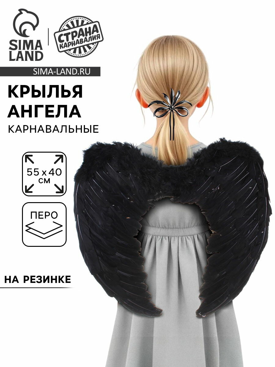 Крылья ангела, 55x40, чёрные, персонажи: ангел, тематика: сказочные персонажи