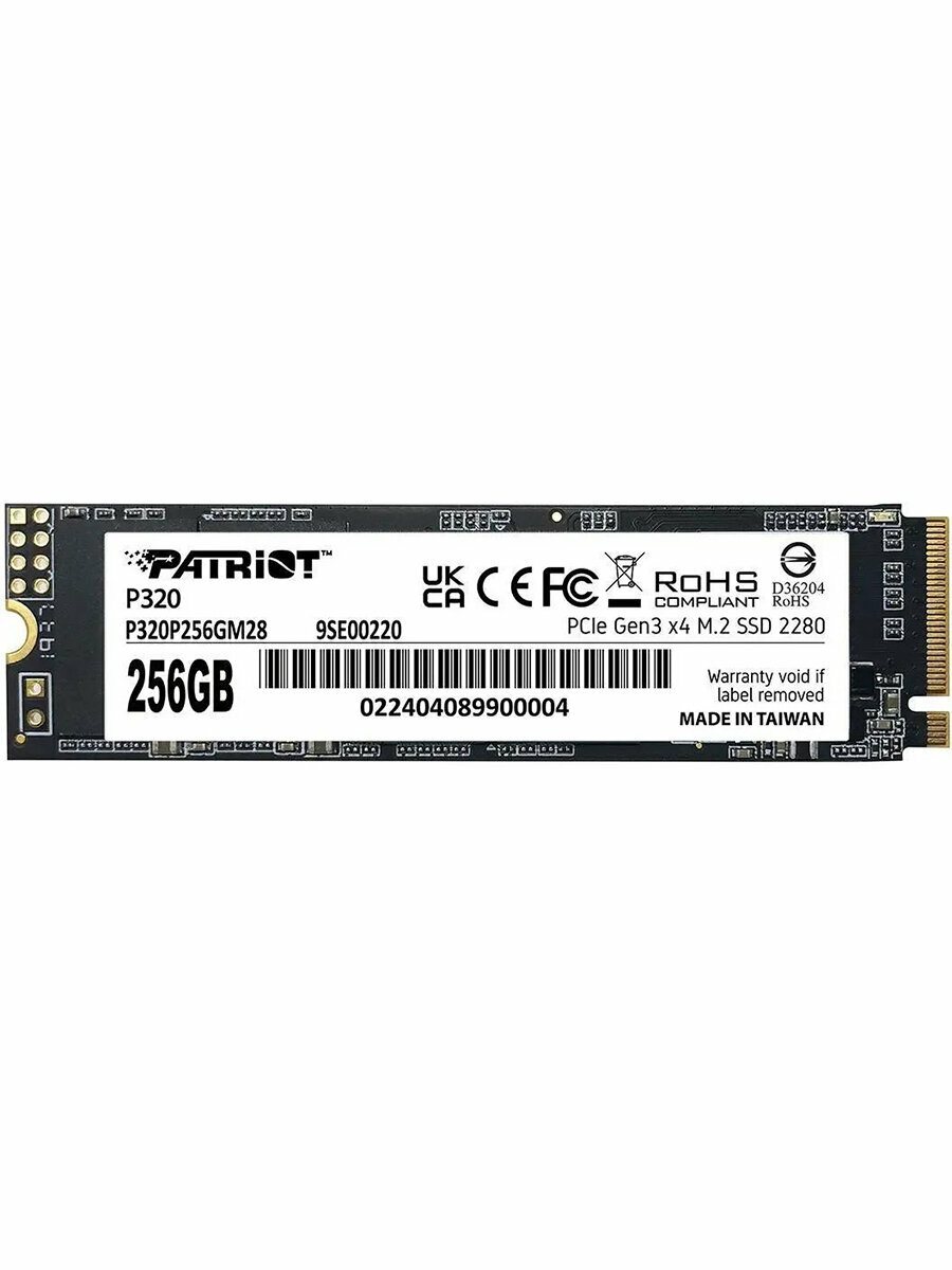Накопитель SSD Patriot P320, 256Gb, PCIe 3.0 x4, M.2 2280, NVMe, R/W 2200/1200 (Новый)